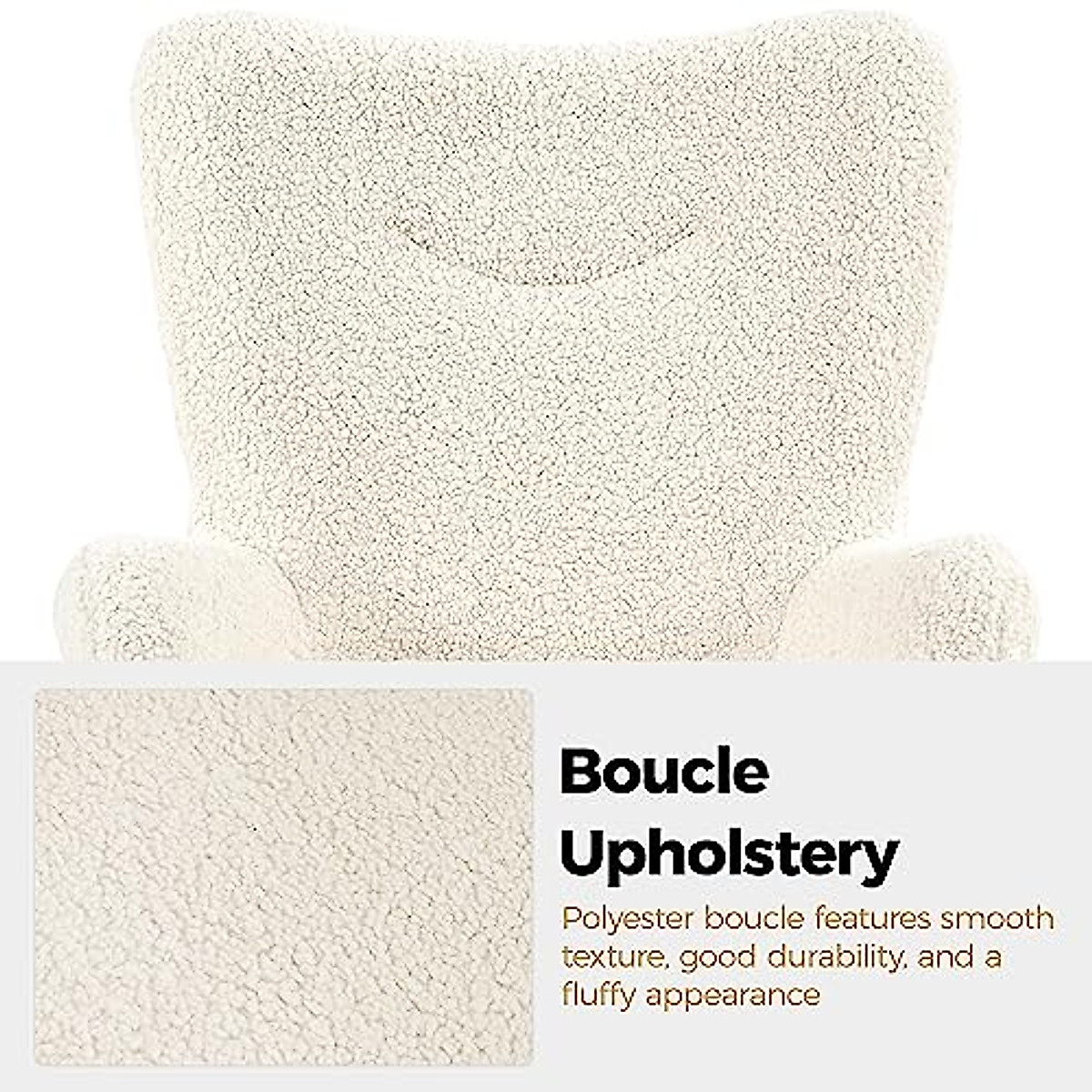 Yaheetech Accent Chair and Ottoman Set, Sherpa Armchair with Golden Metal Legs and High Back, Footstool for Living Room, Lounge, Ivory