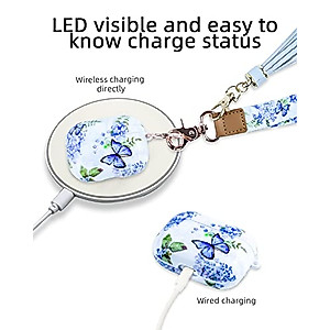 AirPod Pro Case with Wristlet Keychain Wrist Lanyard, OULRAEFS Hard AirPods Pro Case Cute Protective Case Cover with Key Lanyard for Airpods Pro 2019, Gifts for Women Girls, Butterfly