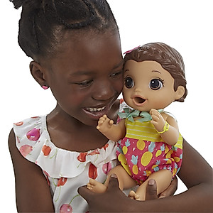 Baby Alive Super Snacks Snackin’ Lily Baby: Brunette Hair Baby Doll That Eats, with Reusable Doll Food, Spoon and 3 Accessories, Perfect Doll for 3 Year Old Girls and Boys and Up