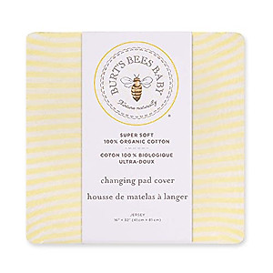 Burt's Bees Baby - Changing Pad Cover, 100% Organic Jersey Cotton Changing Pad Liner for Standard 16 x 32 Inch Changing Mats