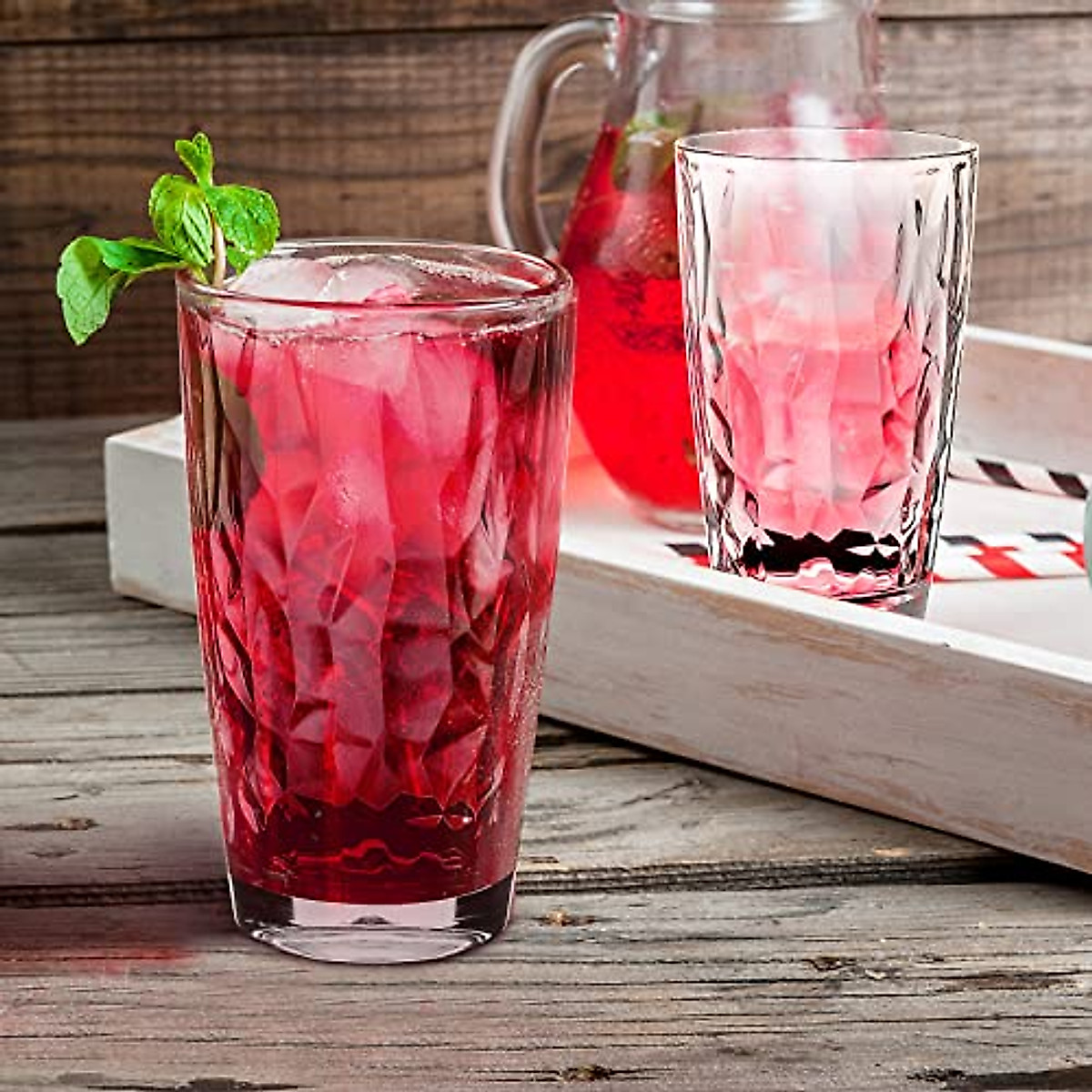 4-Pack Plastic Clear Water Tumblers, 10-ounce Transparent Unbreakable Drinking Glasses, Acrylic Reusable Juice Wine Cups Dishwasher Safe Bathroom Cups Camping Portable Cups, Easy To Storage (Clear)