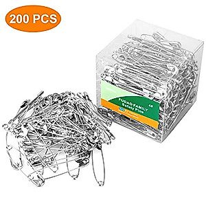 Large Safety Pins 2.2 inches (56mm), Size 4, 200 pcs, Nickel - Plated Steel (200)
