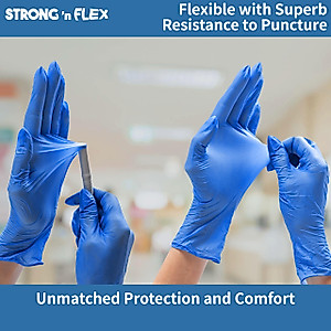 STRONG 'n FLEX 4.5-mil Disposable Blue Nitrile Gloves – Extra Durable & Comfortable, Food Safe, Ideal for Cleaning & All Household Needs – 100pcs - XL