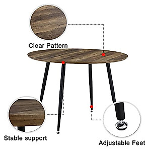 Wlvos 44.8" Round Dining Table for 4-6, Wood Round Kitchen Table with Powder Coating Adjustable Heigh Legs, Suitable for Living Room, Kitchen & Dining Room, Waiting Room, Natural