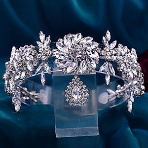 TRiXY Silver Rhinestone Wedding Tiara，Headpiece Forehead Tiara Jewelry Head Chain, Crystal Headpiece Bridal Hair Accessories for Bride Women and Girls(Silver), One Size