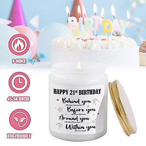 21st Birthday Gifts for Her, 21 Year Old Birthday Gift Ideas for Her, Happy 21st Birthday Gifts for Daughter, Sister, BFF, Friends, Granddaughter - Vanilla, Buttercream and Sugar Scent Candle