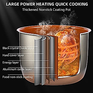 Transonic OPA160 Pressure Cooker Air Fryer Combo, 6 Quart 1500W Multi Cooker Pressure Cooker Air Fryer, All in 1 Pressure Cooker with Air Fryer Lid, Large LED Display, Black Metallic