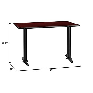 Flash Furniture 30'' x 48'' Rectangular Mahogany Laminate Table Top with 5'' x 22'' Table Height Bases