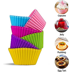 Cupcake Liners - Reusable Silicone Cupcake Baking Cups - Non-Stick Baking Muffins Mold - Use As Lunch Box Dividers - Set of 12 Kitchen Accessories - Great Gift Idea
