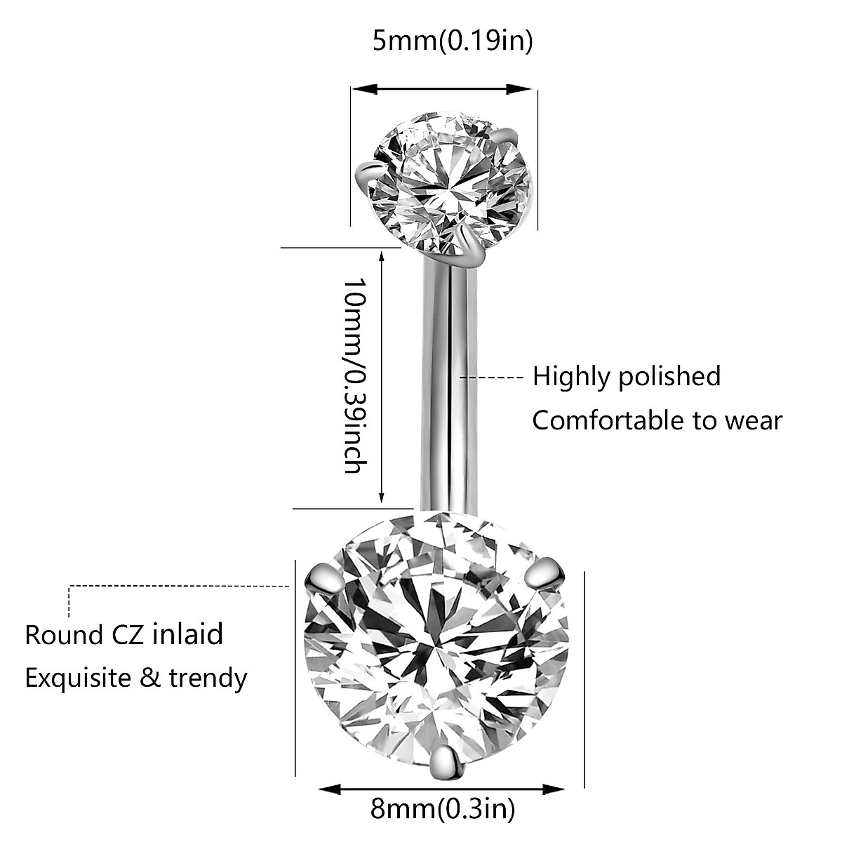 ONESING 4 Pcs 14G Belly Button Rings Belly Rings for Women with Gift Box Stainless Steel Navel Rings Belly Piercings Jewelry Belly Button Jewelry for Women Valentine's gift