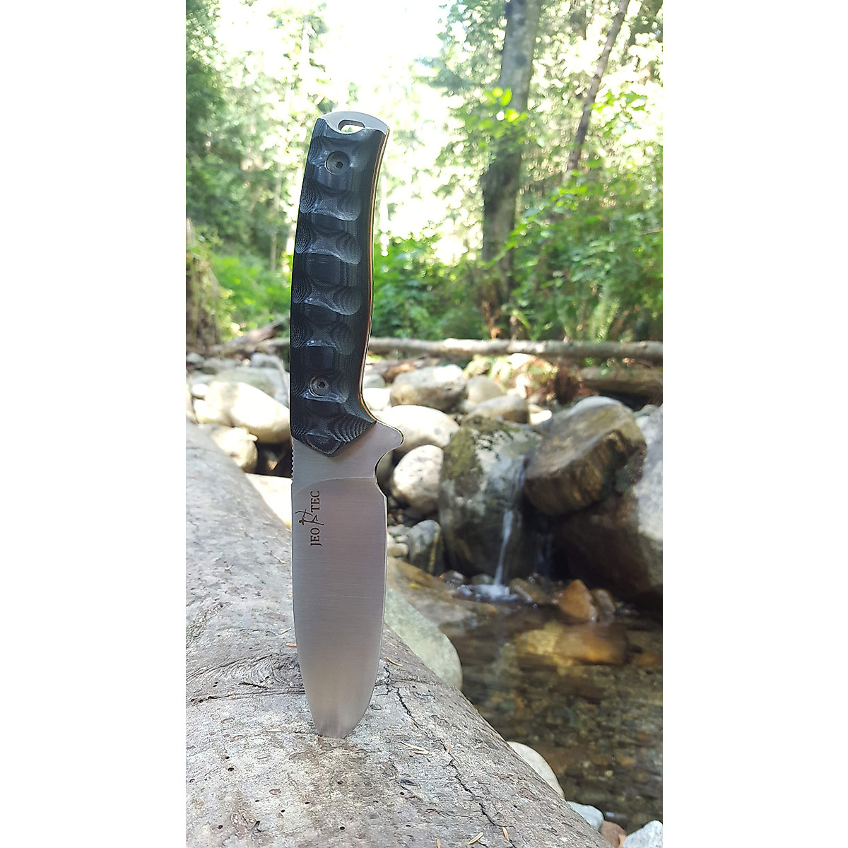 JEO-TEC Nº21 Bushcraft Survival Hunting Tactical Knife - BOHLER N690C Stainless Steel, Multi-positioned Leather Sheath, Sharpener Stone & Firesteel included - Handmade