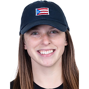 Ann Arbor T-shirt Co. Puerto Rican Flag Hat - Boricua Rico Pride Low Profile Baseball Dad Hat for Men & Women - (Navy Blue)