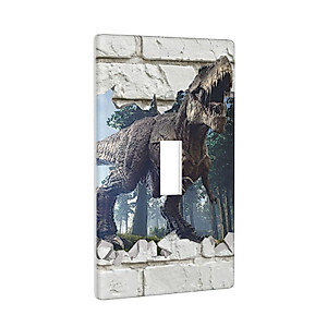 Dinosaur Single Toggle Light Switch Decorative Funny 1 Gang Wall Plate Electrical Faceplate for Kids Boys Playroom Nursery Bedroom Decor