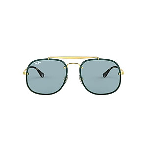 Ray-Ban RB3583N Blaze General Square Sunglasses, Gold/Blue, 58 mm