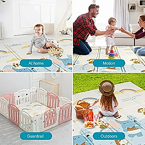 ZHUOKECE Baby Play Mat,Thickened 0.8 inches Foldable Floor Mats for Kids, Extra Large Waterproof Activity Crawling Playmats,Multifunctional Mat with Travel Bag(71" x 79"） (Blue Elephant)