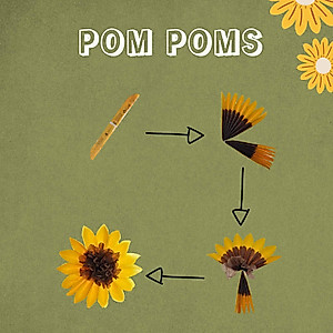 12Pcs Sunflower Daisy Tissue Paper Pom Poms Flower 12" 8" for Yellow Brown White Themed Birthday Party Sunshine Baby Shower Bridal Country Wedding Party iwlorys