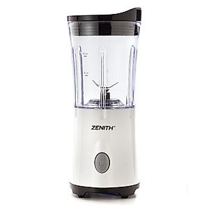 Zenith Portable Blender for Shakes and Smoothies with 14 Oz BPA Free Travel Cup and Lid, Durable Stainless Steel Blades for Powerful Blending Performance, White (77413)