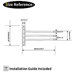 GERZWY Bath Towel Holder Swing Out Towel Bar SUS 304 Stainless Steel Bathroom Hand Towel Rack 3-Bar Folding Arm Swivel Hanger Wall Mount Matte Black HYG03-BK
