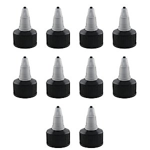 JCBIZ 10pcs Squeeze Bottle Cap 24 Tooth Black and Natural Twist Caps Replacement Caps for Squeeze Bottles Plastic Bottle Cap Twist Off Cap for PE/PET Bottle