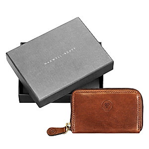 Maxwell Scott - Luxury Luxury Leather Key Holder Case with Zip - Made from Premium Full Grain Hides - The Vinci Chestnut Tan