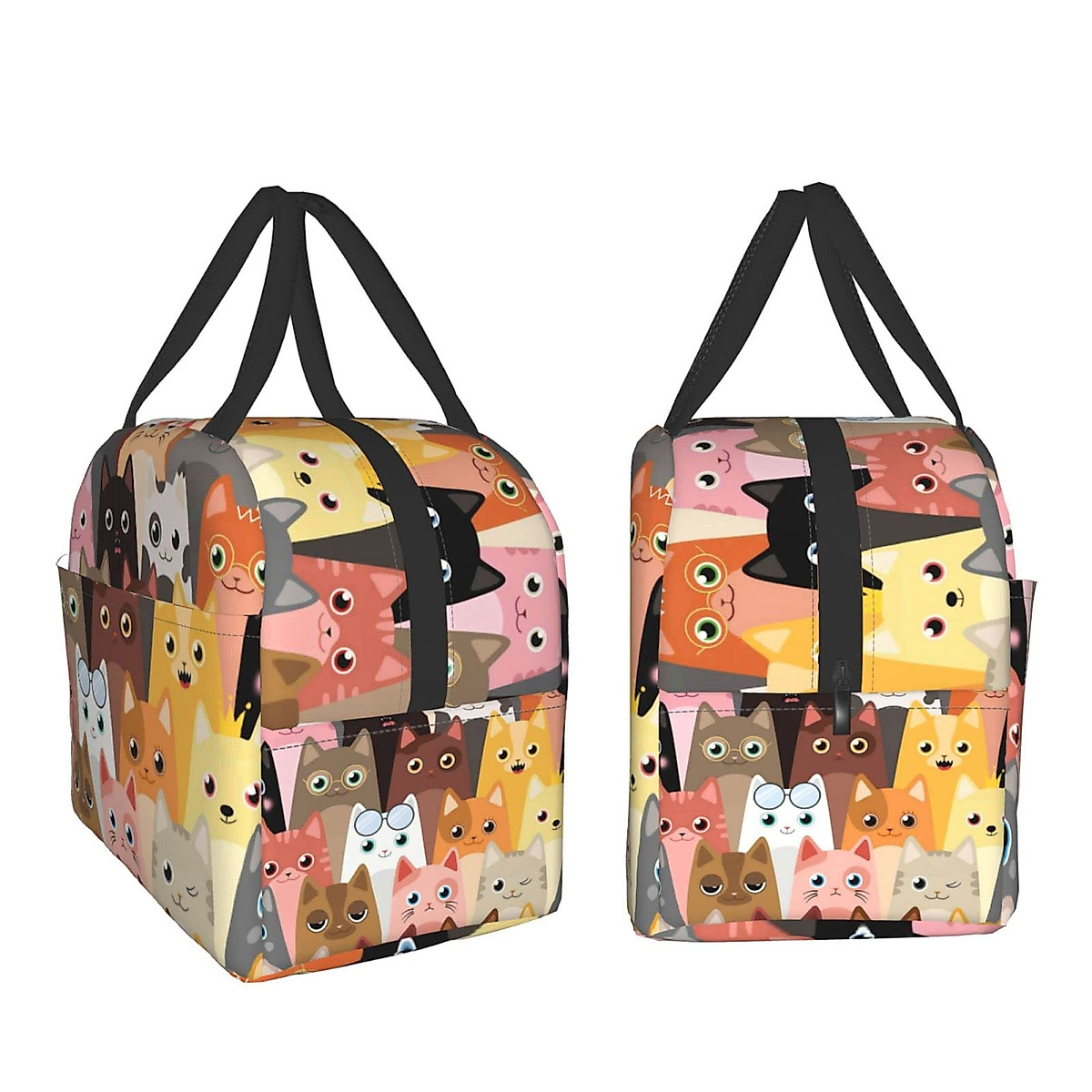 Flinbooke Cute Cat Lunch Box for Kids Teen Girls Boys Aesthetic Reusable Insulated Cooler Kawaii Lunch Bag Women for School Office Outdoor