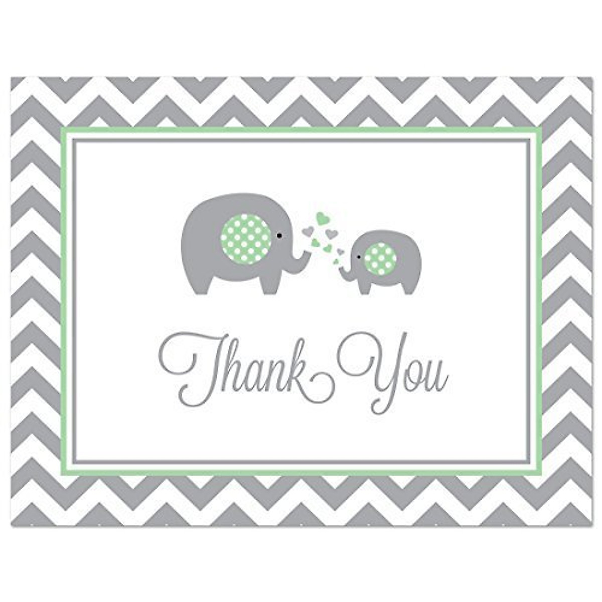 50 Cnt Chevron Mint Elephant Baby Shower Thank You Cards