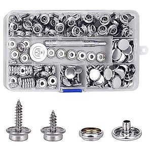 MMOBIEL 153 Pcs Snap Button Kit Screw Snaps Fastener Stainless Steel Heavy Duty for Canvas Upholstery Boat Cover, Furniture, Outdoor, Marine Grade 3/8 inch, 5/8 Socket Incl. Snap Fastener Tool