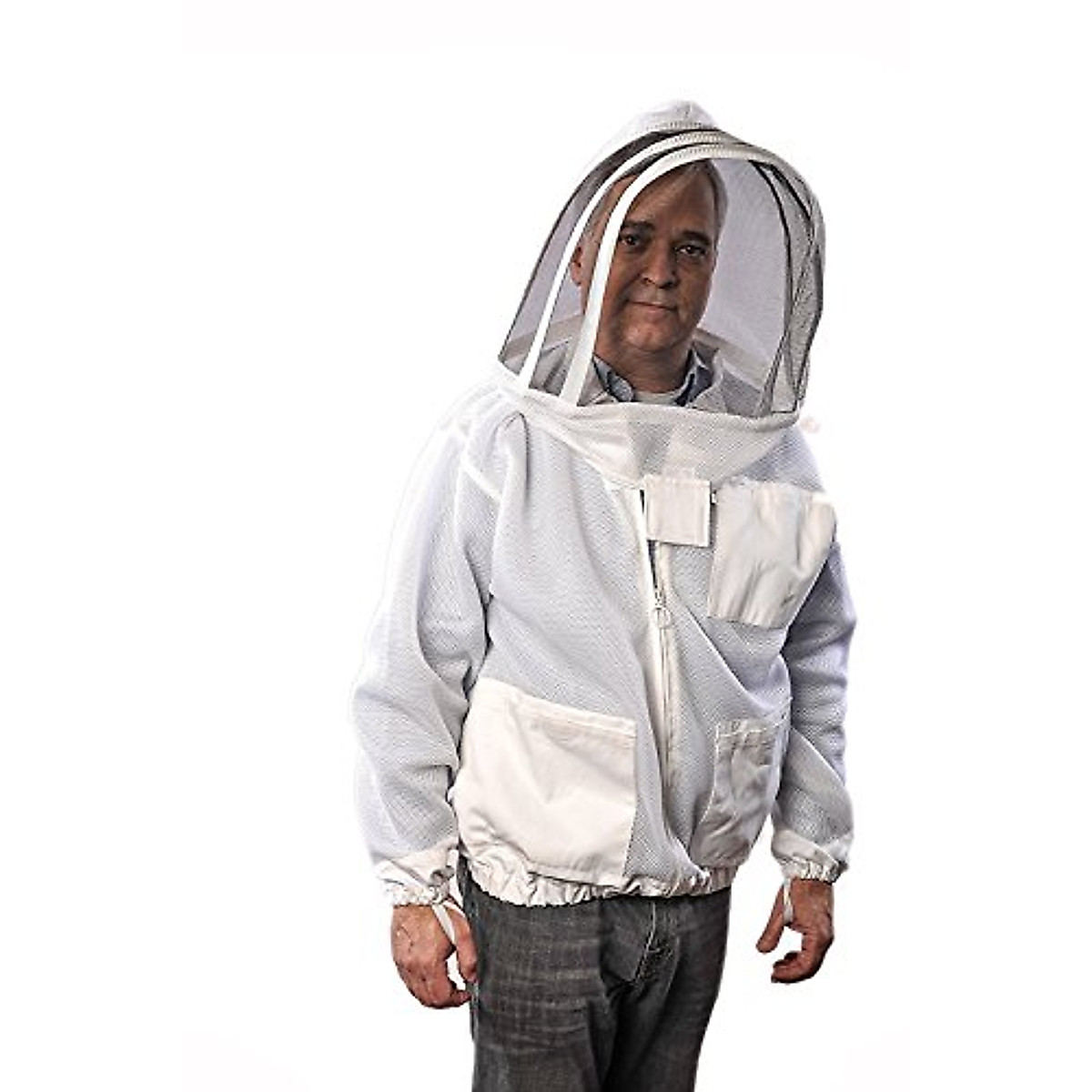 FOREST BEEKEEPING SUPPLY Ventilated Jacket - Clear View Fencing Veil YKK Brass Zippers Ultra Light Weight & Maximum Protection Professional & Beginner Beekeepers (Large)