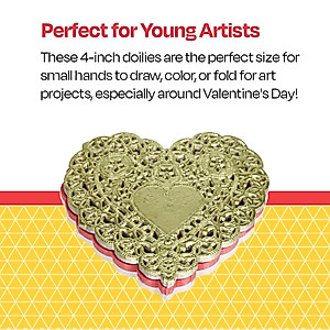 School Smart Heart Shaped Paper Lace Doilies - 4 inch - Pack of 100 - Assorted Colors