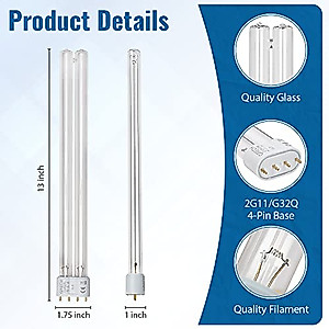 OXYFUL 24W UV Ultraviole 2G11-4 Pin Base Replacement Sterilizer Light Clarifier Lamp Filter for Aquarium Koi Pond Fish Tank Compatible to CUV-324 / CUV-624