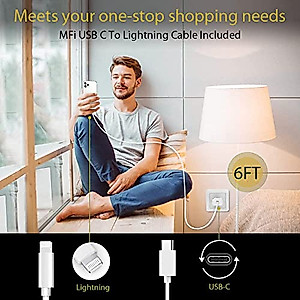iPhone Fast Charger, iPhone Charger Fast Charging 20W PD Adapter Fast Charger Type C Power Wall Charger Block + 6FT USB C to Lightning Cable Compatible with iPhone 14/13/12 11/Pro Max/Pro/XR/SE/8Plus