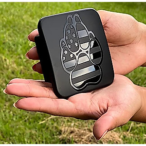 eVerHitch American Flag Dog Paw K9 Unit Hitch Cover Plug (Fits 2" Receivers, Black)