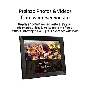 Nixplay 15 inch Smart Digital Photo Frame with WiFi (W15F) - Black - Unlimited Cloud Photo Storage - Share Photos and Videos Instantly via Email or App - Preload Content