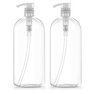 Bar5F Empty Shampoo Bottles with Pumps Dispenser 32 oz (1 Liter) Leak-Proof Large Empty Refillable BPA-Free 2-Pack