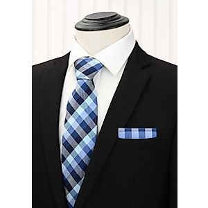 HISDERN Lot 5 PCS Classic Men's Silk Tie Set Necktie & Pocket Square with Gift Box,T5-s5,One Size