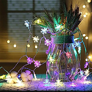 Led Snowflake Waterproof Indoor Snow Light Outdoor Lights 33FT 50 LED Lights for New Year Christmas Party Birthday Wedding Use in Living Room Bedroom Garden Roof Eaves Colorful