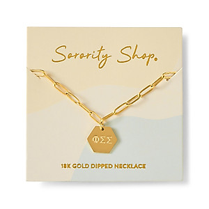Sorority Shop Phi Sigma Sigma Paperclip Necklace — PSS 18K Gold Plated Sorority Gifts Necklace, Long-Lasting Phi Sigma Sigma Gifts for Women