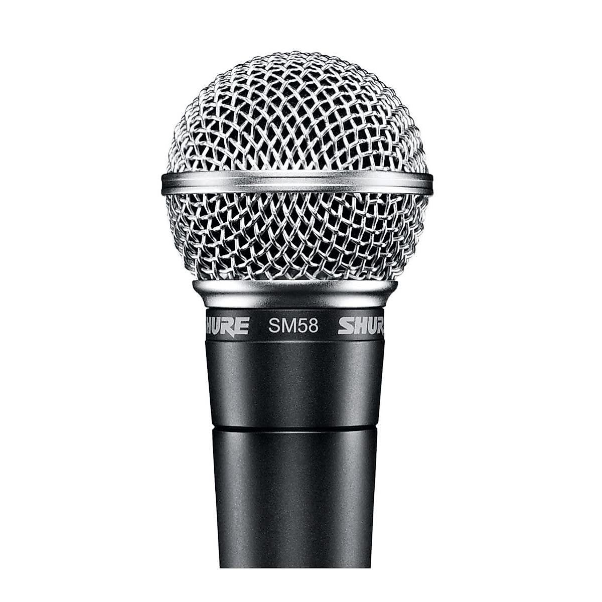 Shure SM58-LC Cardioid Dynamic Vocal Microphone Bundle with Stand Adapter and Zippered Pouch, XLR