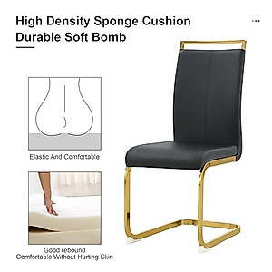 Xshelley 63" Faux Marble Dining Table Set for 6, 7 Piece Dining Table Set with 1 Faux Marble Dining Table and 6 Upholstered Dining Chairs for Kitchen Dining Room (Black-A, 7 Piece Dining Taboe Set)