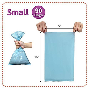 BOS Amazing Odor Sealing Cat Waste Bags - Durable and Unscented [Size: S, Color: light blue] (90 count, Pack of 1) (90 Bags) May be too small to get a litter scoop inside!