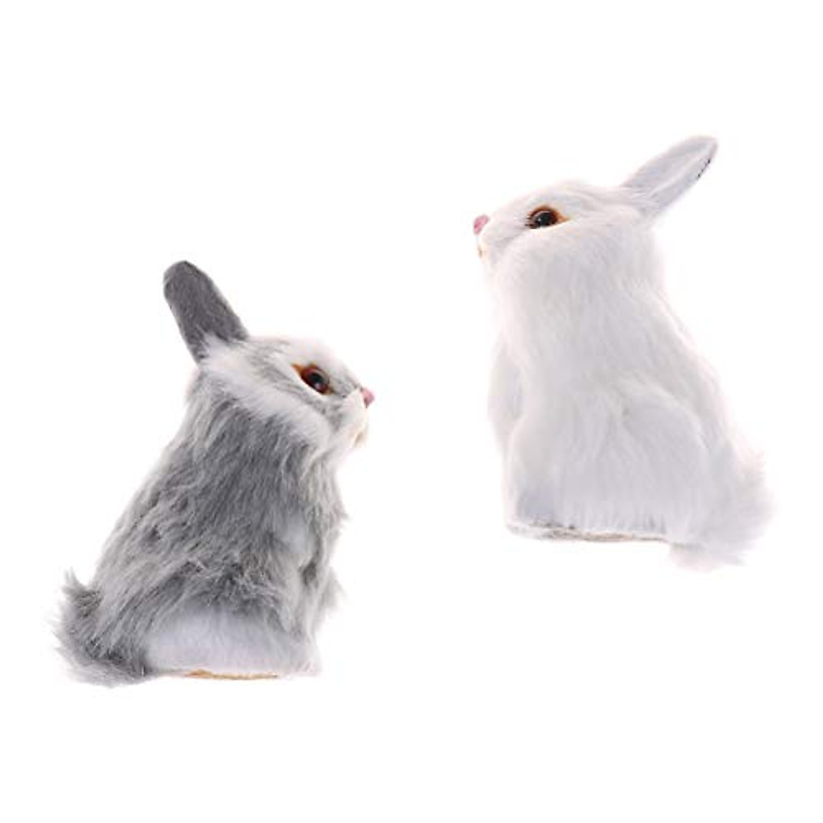 GUDVES Mini Realistic Cute Plush Rabbits Fur Lifelike Animal Easter Bunny Simulation Toy Model Gift Miniatures Decorations (Rabbit Plush Toys-B)