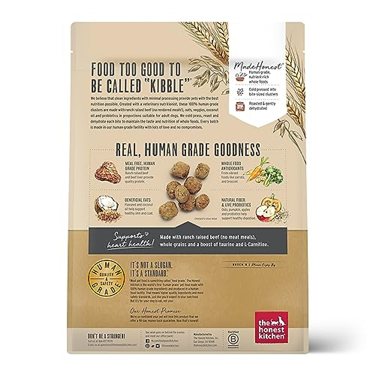 The Honest Kitchen Whole Food Clusters Whole Grain Beef & Oat Dry Dog Food, 5 lb Bag