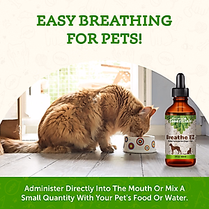 Animal Essentials Breathe EZ for Dogs & Cats - Pet Respiratory Support Supplement, Clear & Easy Breathing, Healthy Respiration, Herbal Formula - 2 Fl Oz