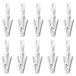 ZRM&E 10pcs Laundry Hooks Clip White Plastic Clothes Pegs Towel Socks Hanging Pegs Laundry Hangers Store Drapery Clips