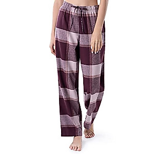 Wrangler Women's Jersey Top and Flannel Pant Sleep Pajama Set, Wine/Plaid, X-Large