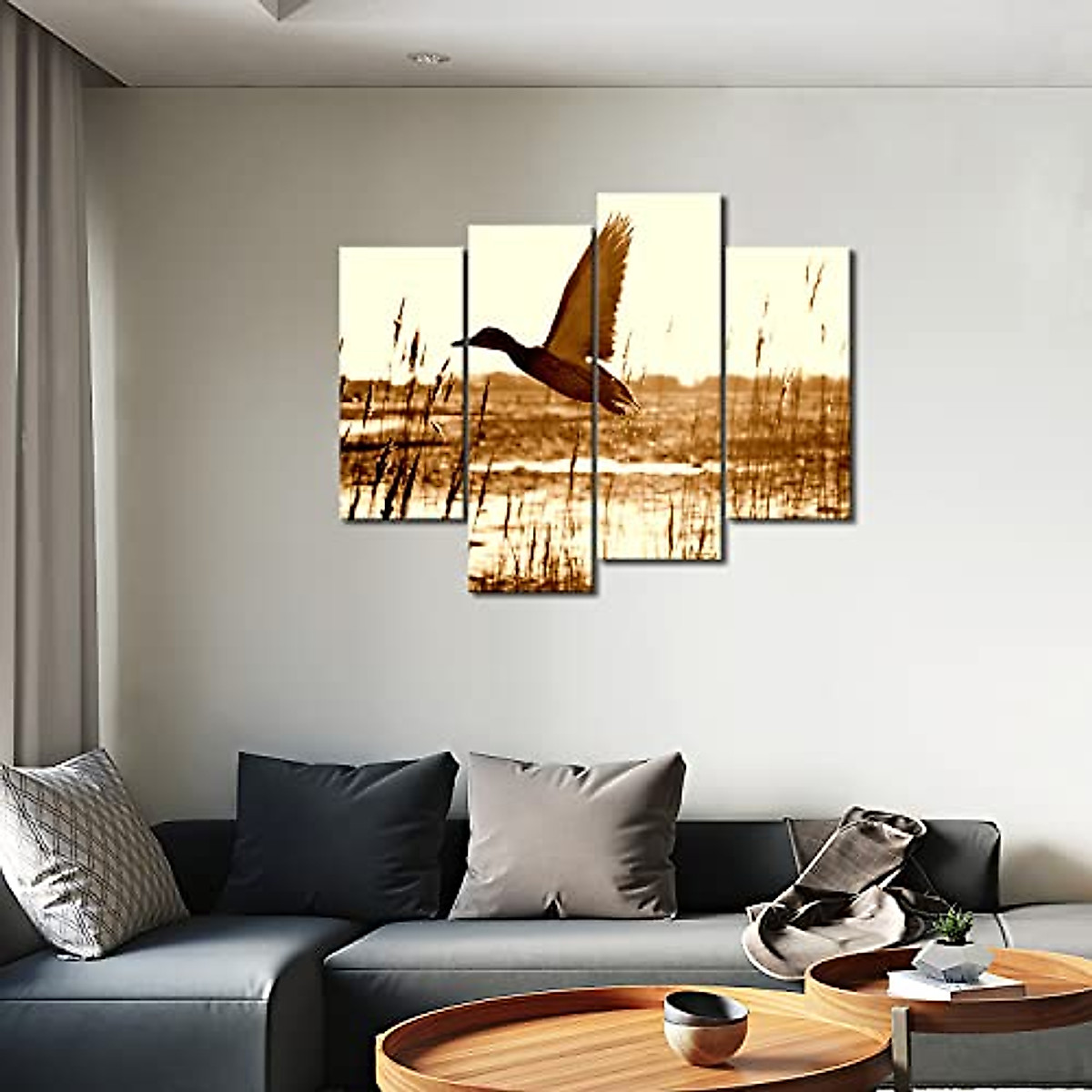 Brown Duck Fly Upon River Wall Art Painting Pictures Print On Canvas Animal The Picture for Home Modern Decoration