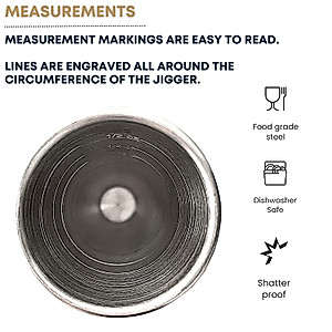 BARIANTTE Rose Gold Cocktail Jigger for Bartending, Jigger with Measurements Inside Double Jigger 2 oz 1 oz, Japanese Jigger Cocktail Measuring Cup, Bar Jigger Shot Measure Jigger Liquor Measurer