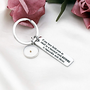 SEIRAA Mustard Seed Keychain Christian Jewelry Motivational and Religious Gift for Loved Ones If you have faith as small as a mustard seed Keychain (Mustard Seed Keychain)