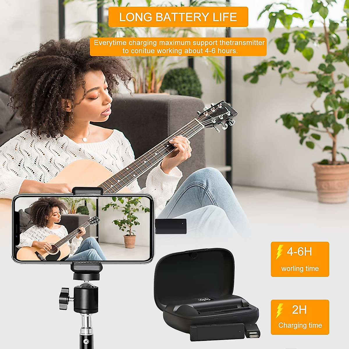 HeavenBird Wireless Lavalier Microphone with Charging Case, Clip-on Plug & Play Mini Bluetooth Microphone for iPhone iPad & Android, Youtubers, Live Stream, Vloggers, Zoom Video Recording