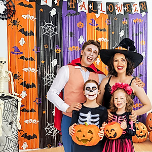 Halloween Birthday Decorations Party Supplies, Halloween Themed Happy Birthday Banner, Halloween Foil Fringe Curtains, Halloween Paper Fans Paper Lanterns, Halloween Birthday Party Photo Backdrop